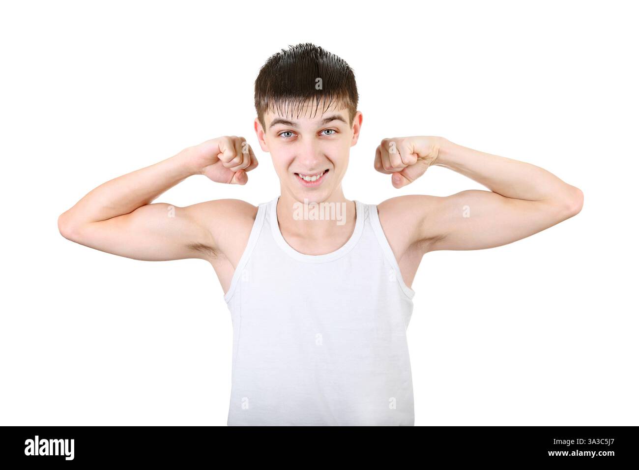Teenager muscle flexing Banque de photographies et d’images à haute ...