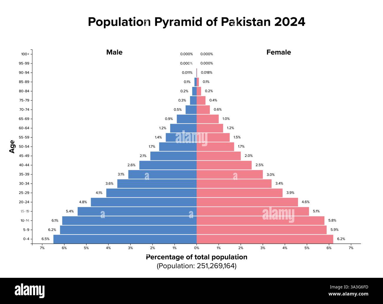 Pyramide de la population du Pakistan 2024. Diagramme de la structure ...