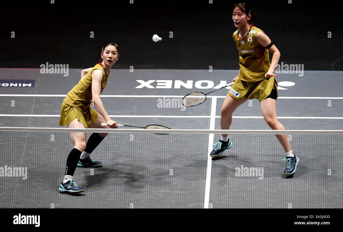 Birmingham, Grande-Bretagne. 16 mars 2025. Matsuyama Nami/Shida Chiharu (G) concourent lors de ...