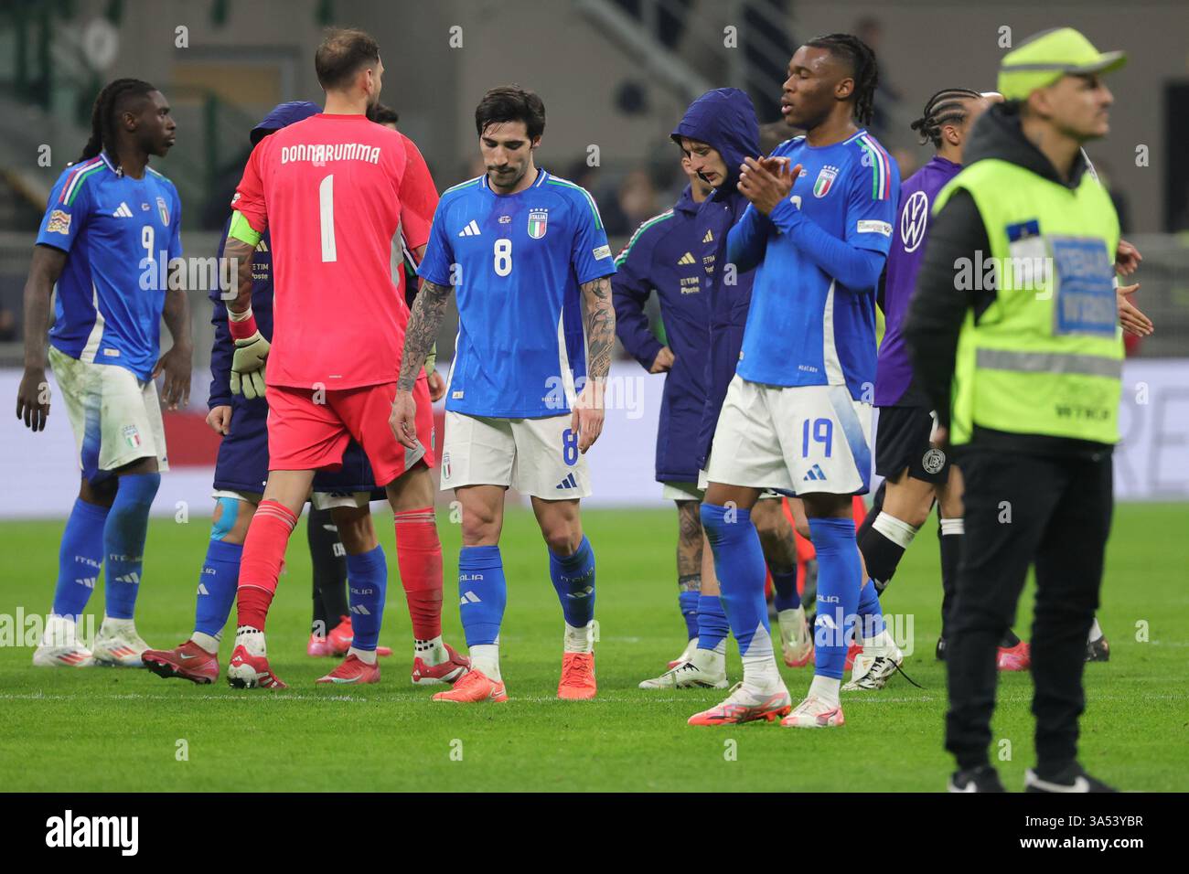 20 mars 2025 ; Stadio San Siro, Milan, Italie, UEFA Nations League Football, quarts de finale ...