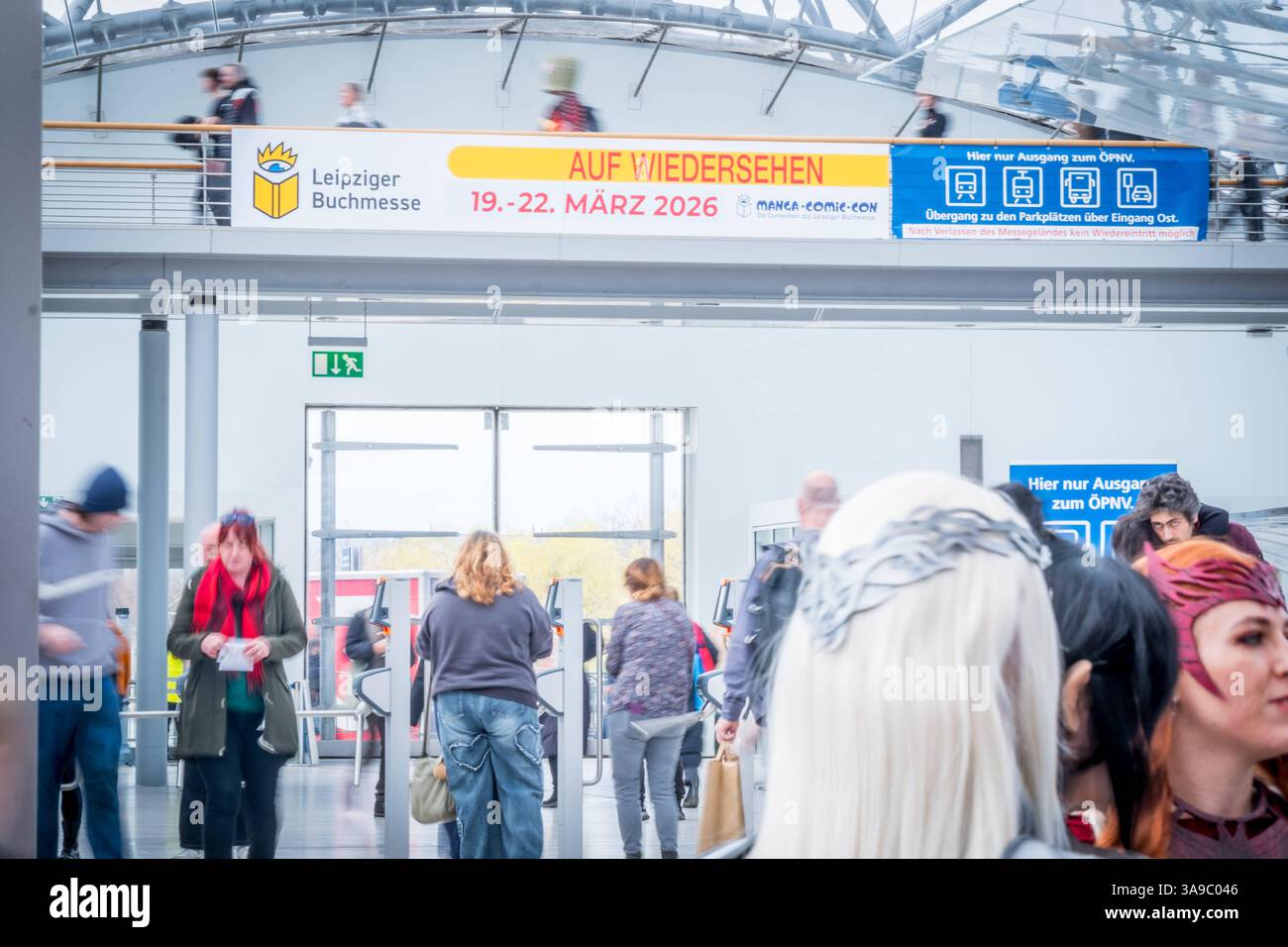 Letzter Tag der Buchmesse 2025. Hinweis auf die Messe 2026, welche vom ...