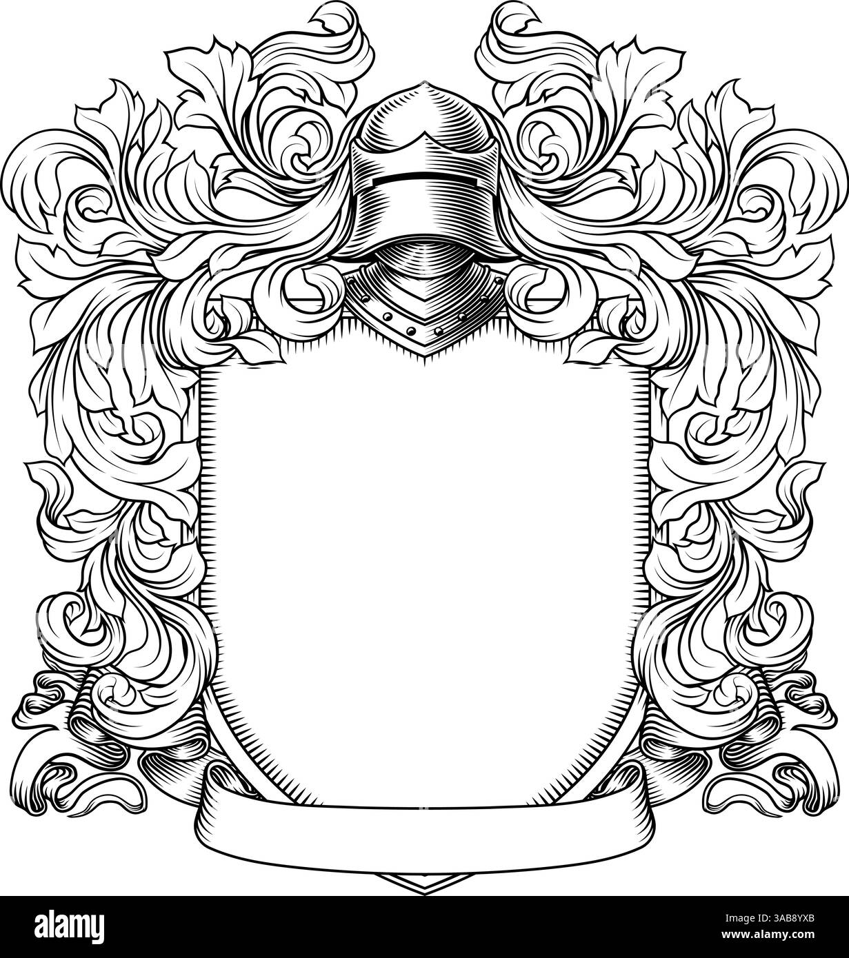 Blason noir Banque d'images noir et blanc - Alamy