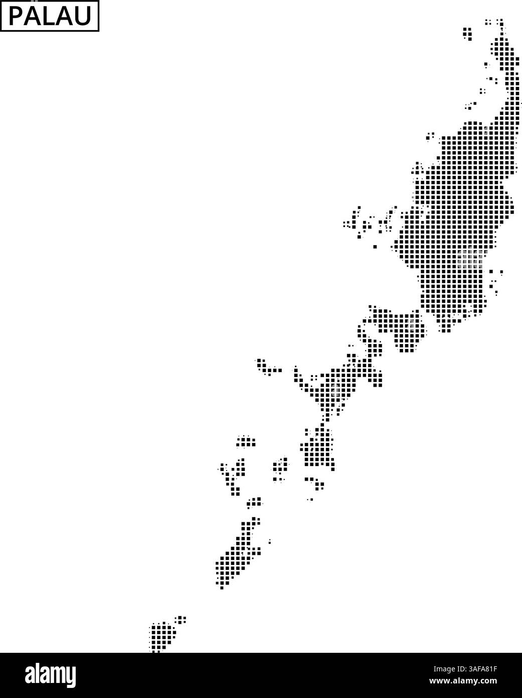 La représentation en pointillés met en évidence les îles des Palaos, en ...