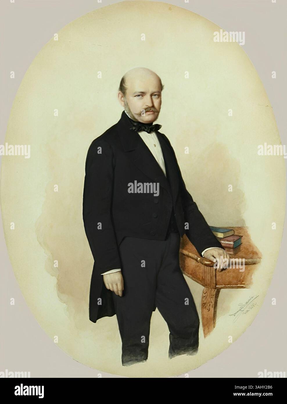 Le portrait aquarelle de 1857 d'Ignaz Semmelweis, peint par August ...