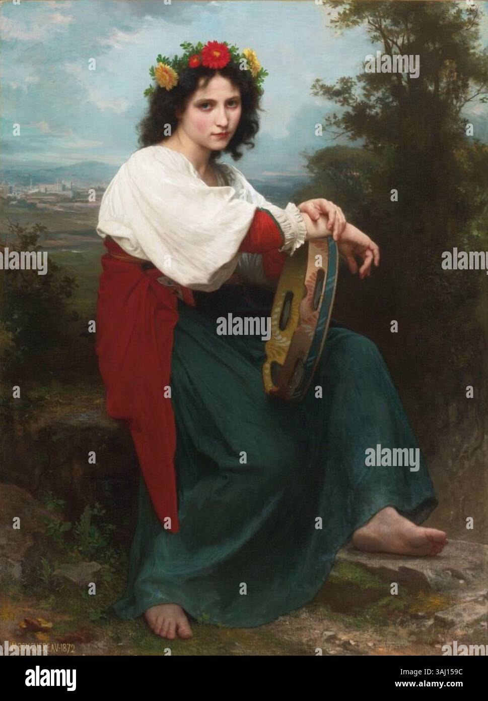Italienne au tambour de basque de William-Adolphe Bouguereau, peinte en ...