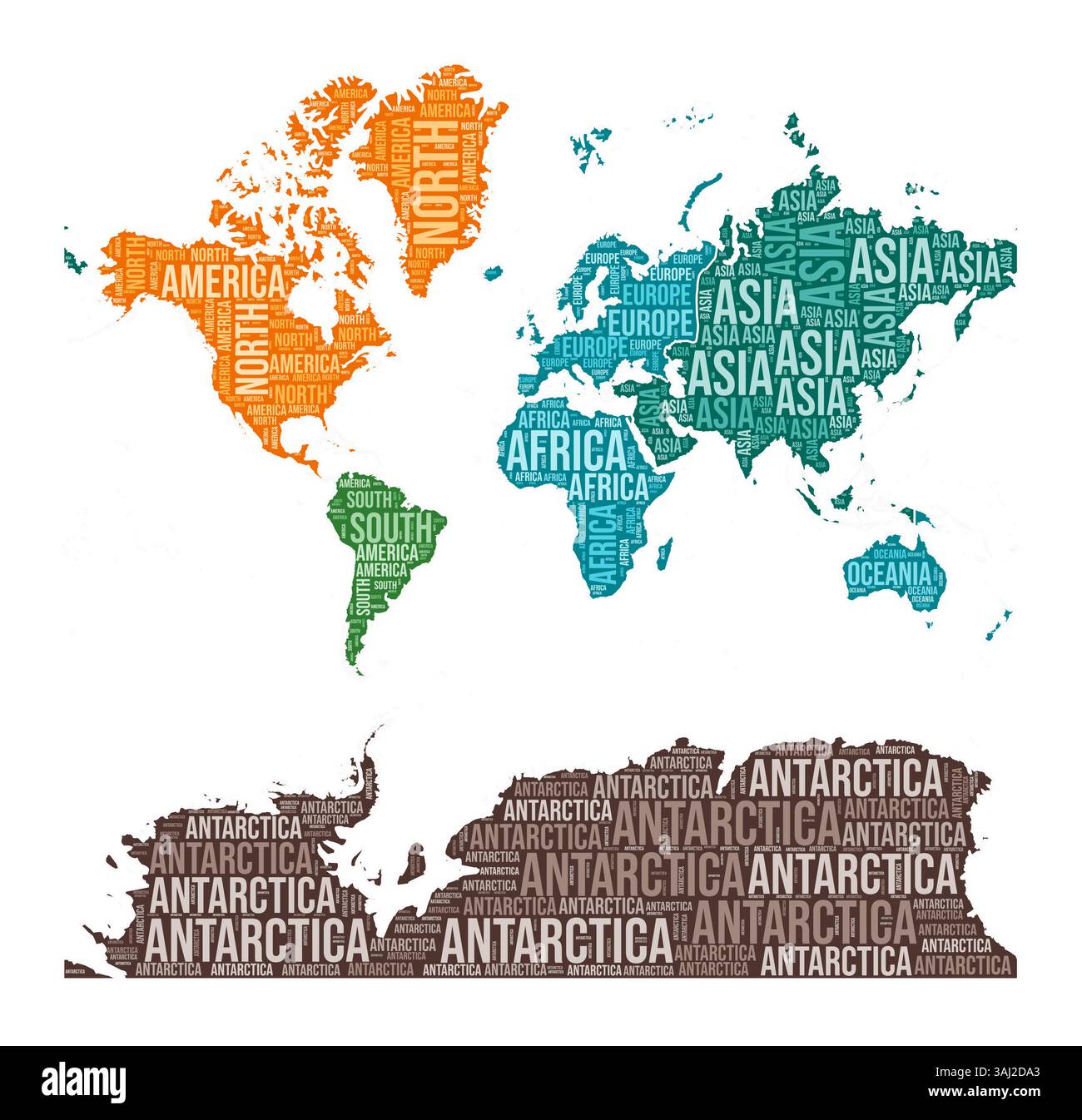 Mapa de palabras del continente Banque d'images vectorielles - Alamy