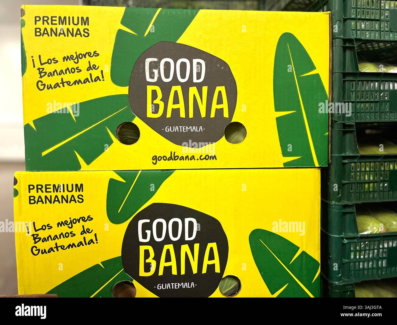 Bon emballage en carton jaune Bana de bananes guatémaltèques, conception d'emballage, bananes ...