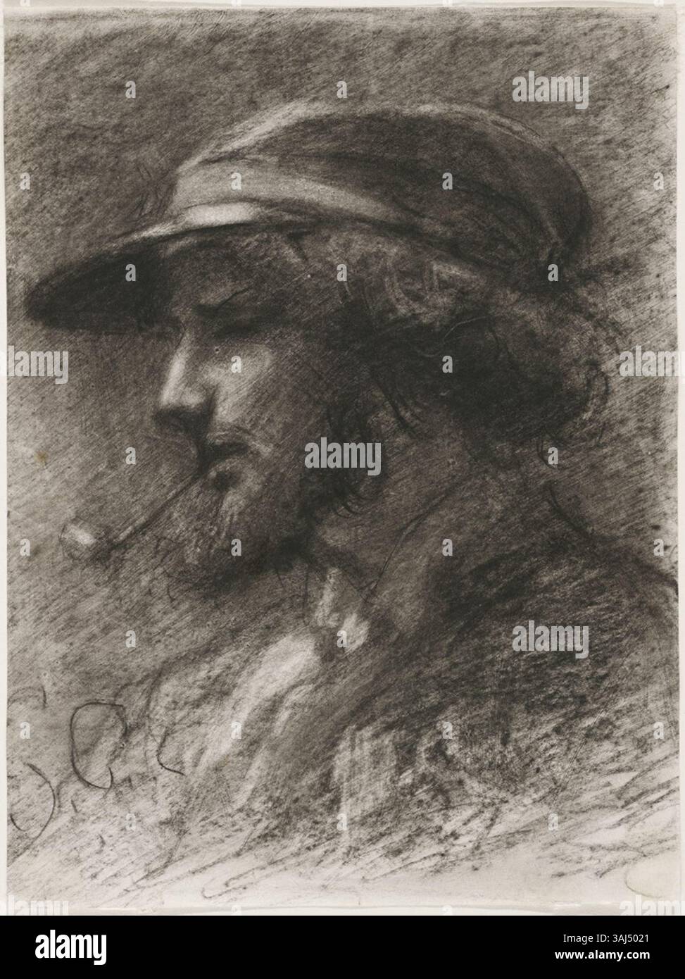 'Portrait de l'artiste avec une pipe' est un autoportrait de Gustave ...