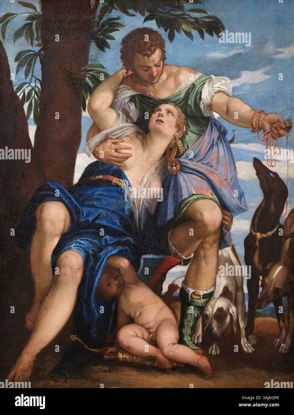 Une peinture dans l'atelier de Paolo Véronèse, représentant Vénus et Adonis, créée en 1580 ...