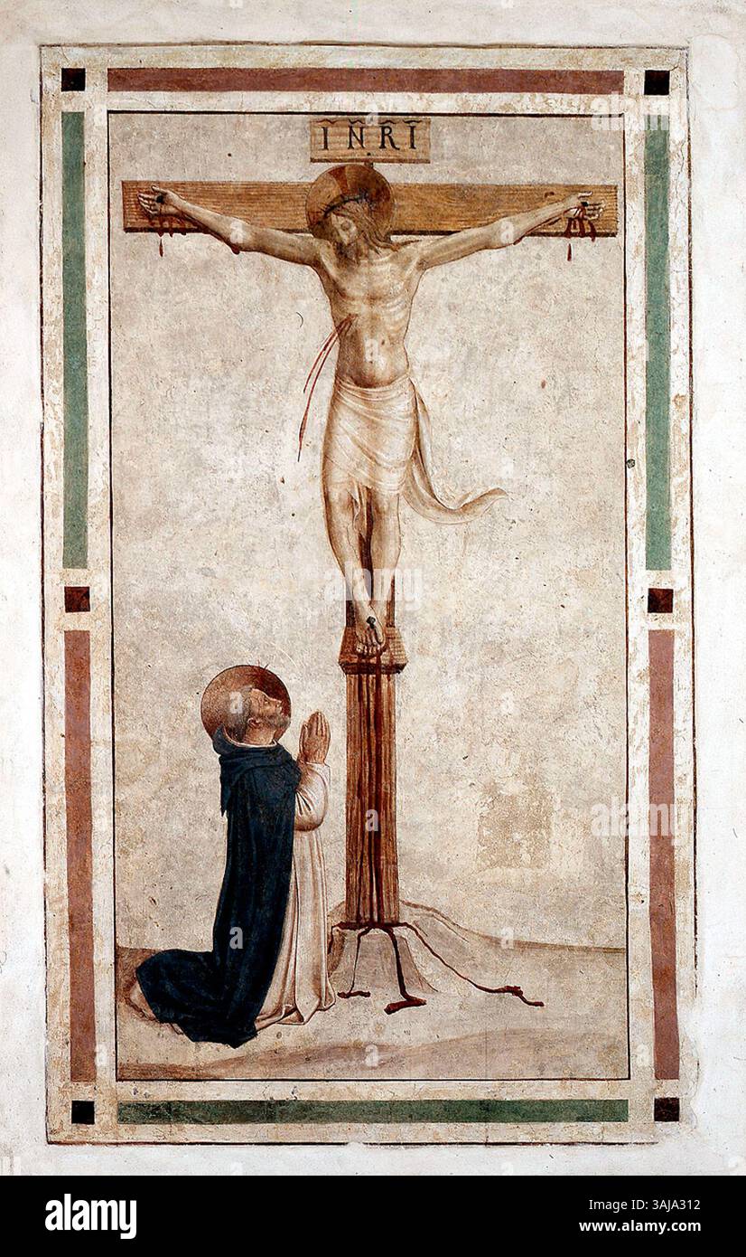 La fresque de FRA Angelico 'Christ sur la Croix avec dominic' au Musée ...