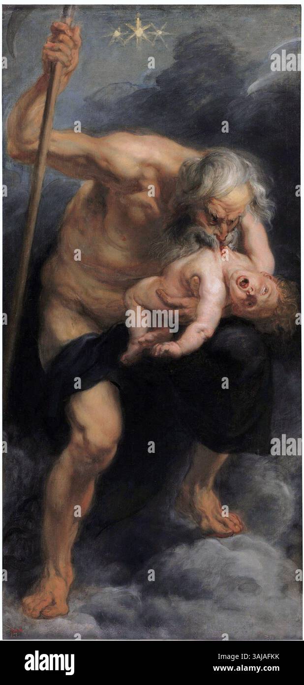 Cette peinture de Peter Paul Rubens, créée entre 1636 et 1638, représente Saturne dévorant un de ...