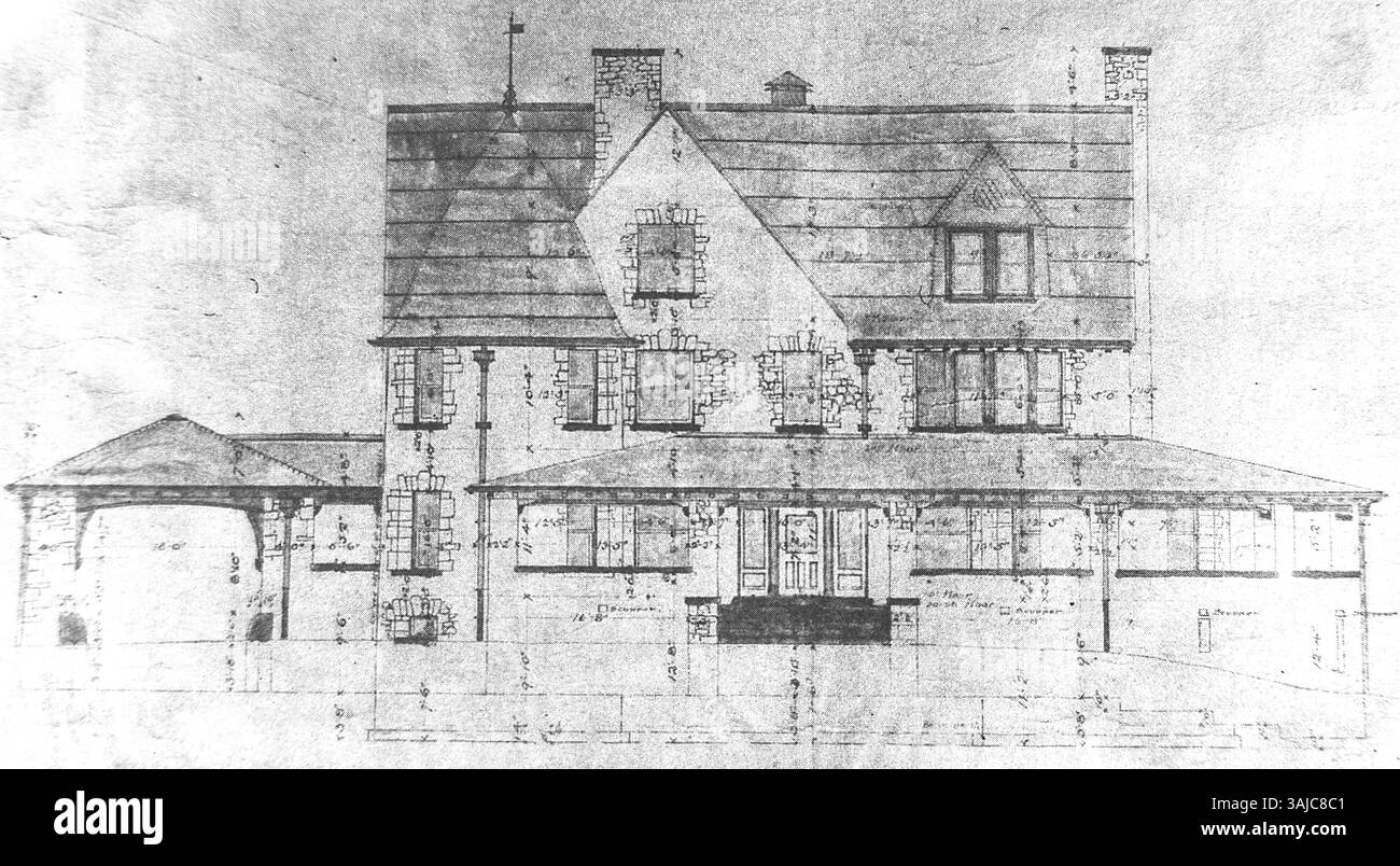 Ce dessin en élévation original de la maison Pinecrest, conçu par l ...