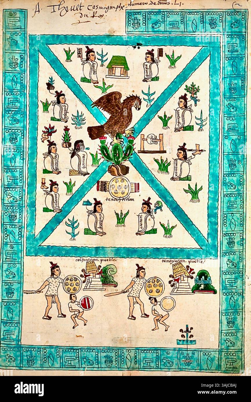 La première page du Codex Mendoza, créé vers 1541 par un scribe nahuatl ...