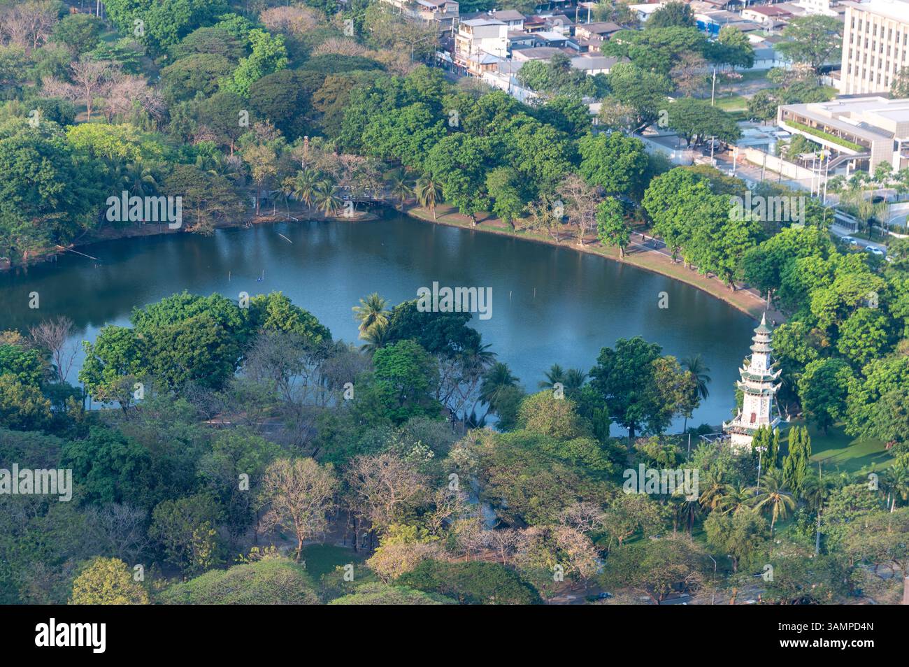 Vue élevée du parc Lumphini dans le centre de Bangkok en Thaïlande. Le ...