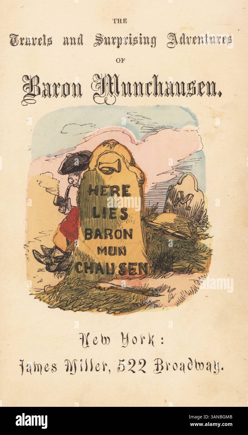 Page de titre avec vignette du baron à côté de sa pierre tombale. La ...