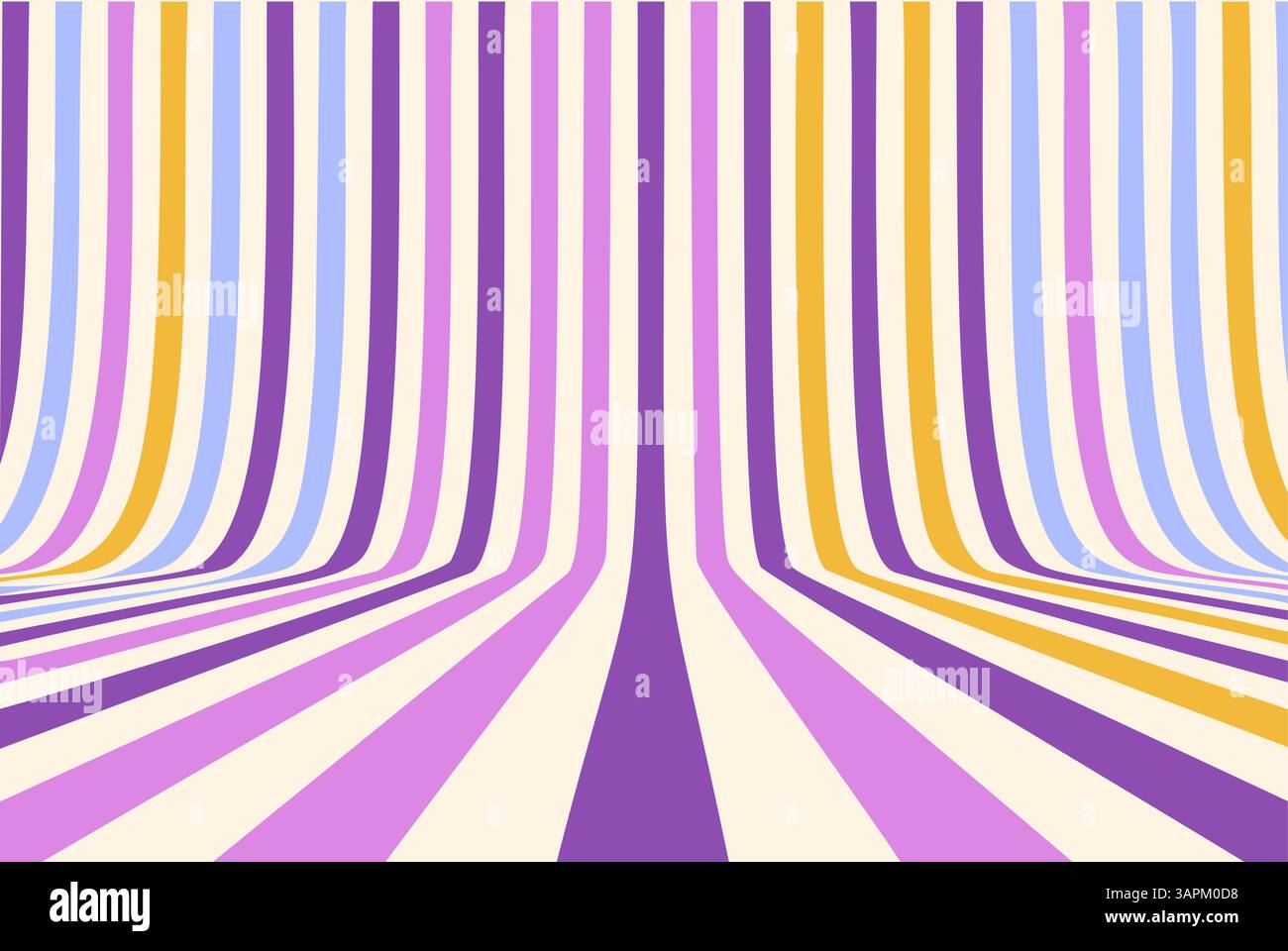 Retro Vintage Line fond de 70s motif de couleur. Perspective Stripe Rainbow Abstract 1970s ...