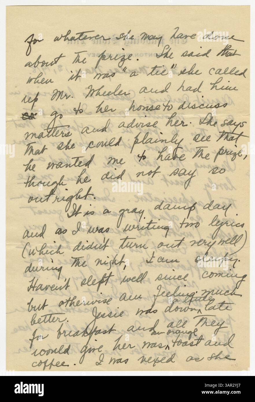 Lettre de Sara à Boonton, New Jersey, à Ernst Filsinger, New York City ...