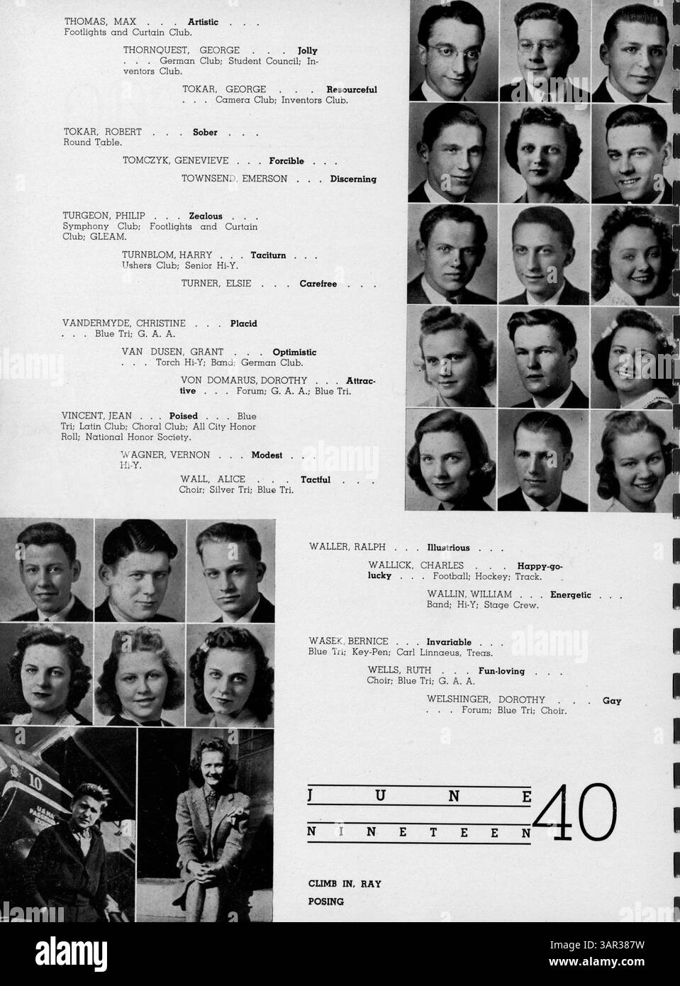 L'annuaire « Wizard » 1940 de l'Edison High School documente les faits ...