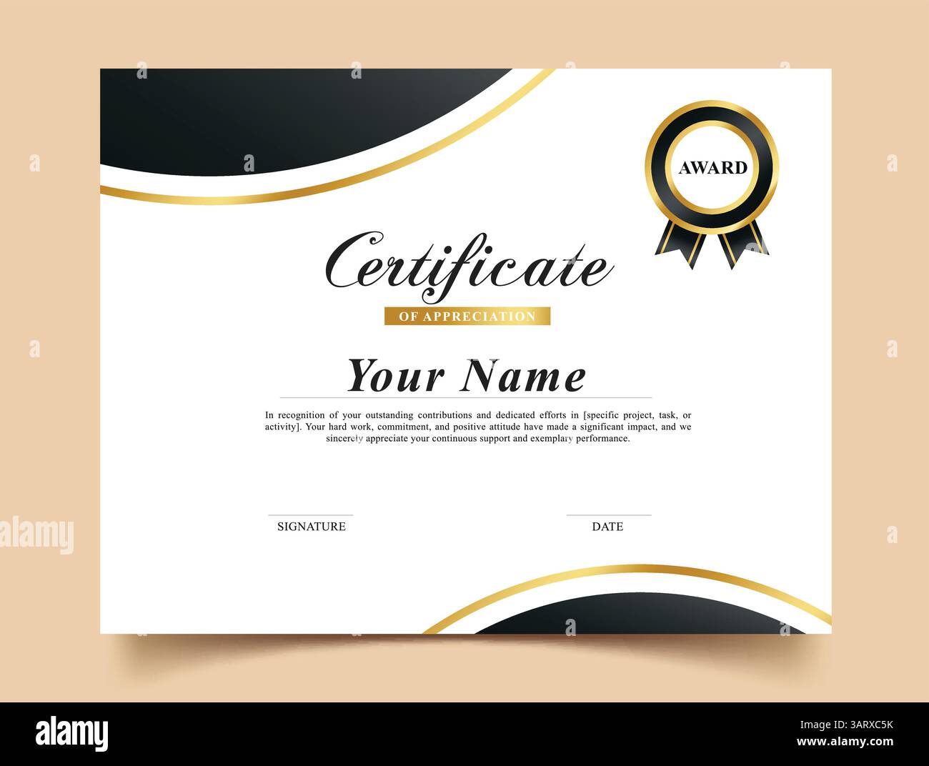 Certificat d'appréciation modèle noir clipart. Récompense de ...