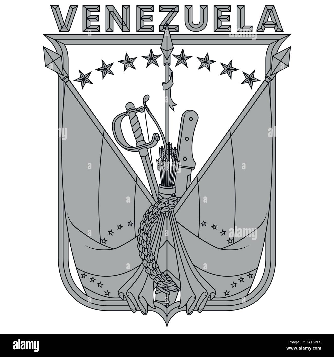 Drapeau du Venezuela avec des armes d'indépendance, symbole de l ...