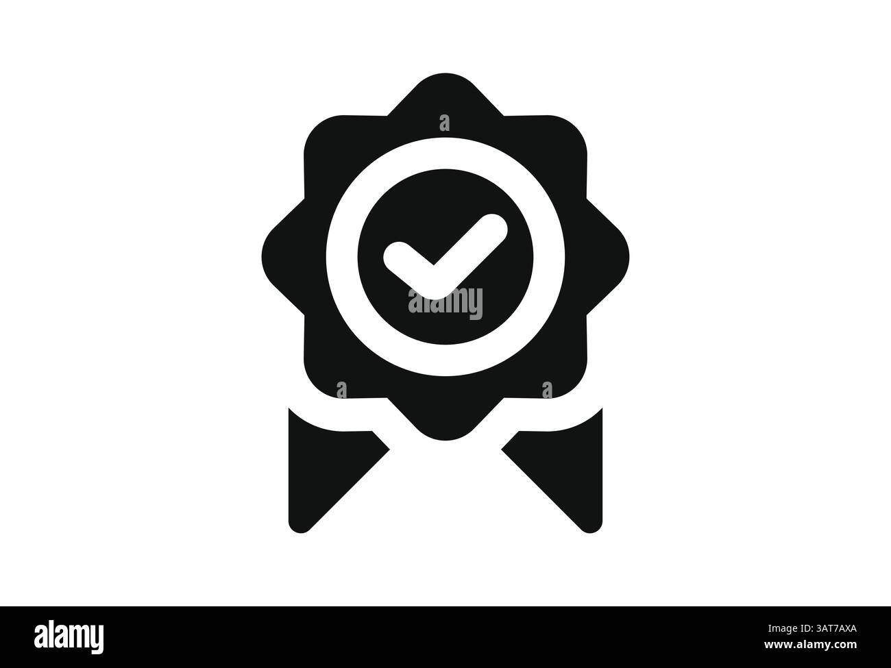 Icône de chèque approuvé ou de médaille certifiée ou vérifiée. Symbole ...