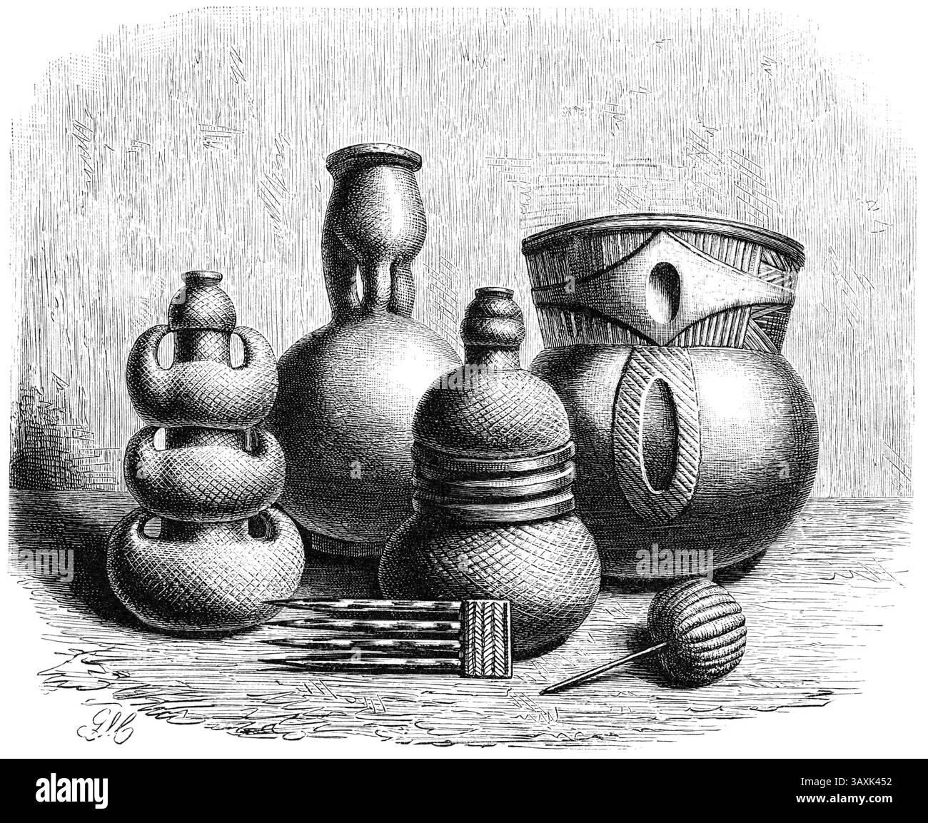 20 novembre 2014 - vases d'argile, peigne et hochet du peuple Monbutto ...
