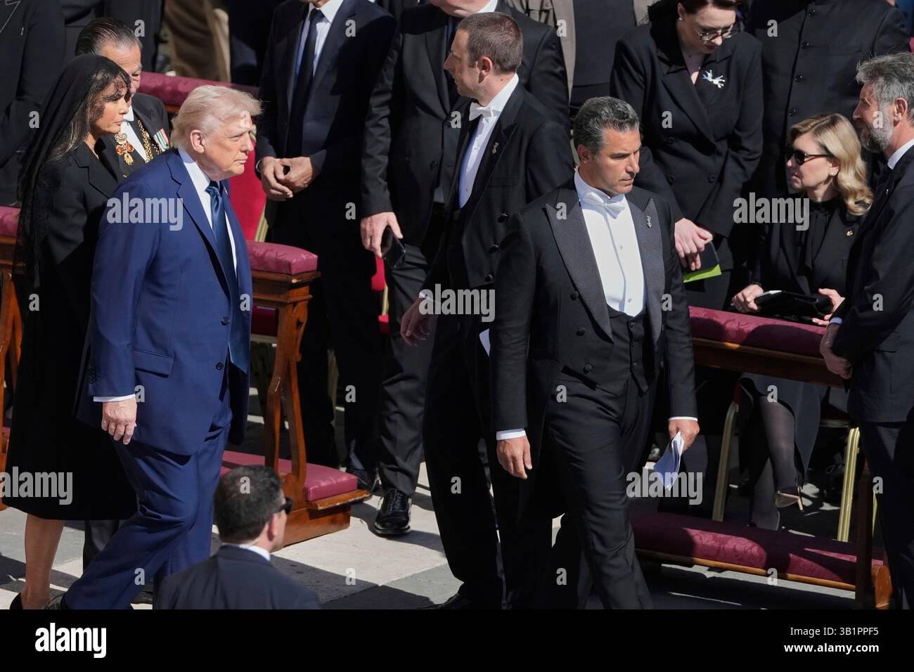 President Donald Trump, second left, and first lady Melania Trump ...