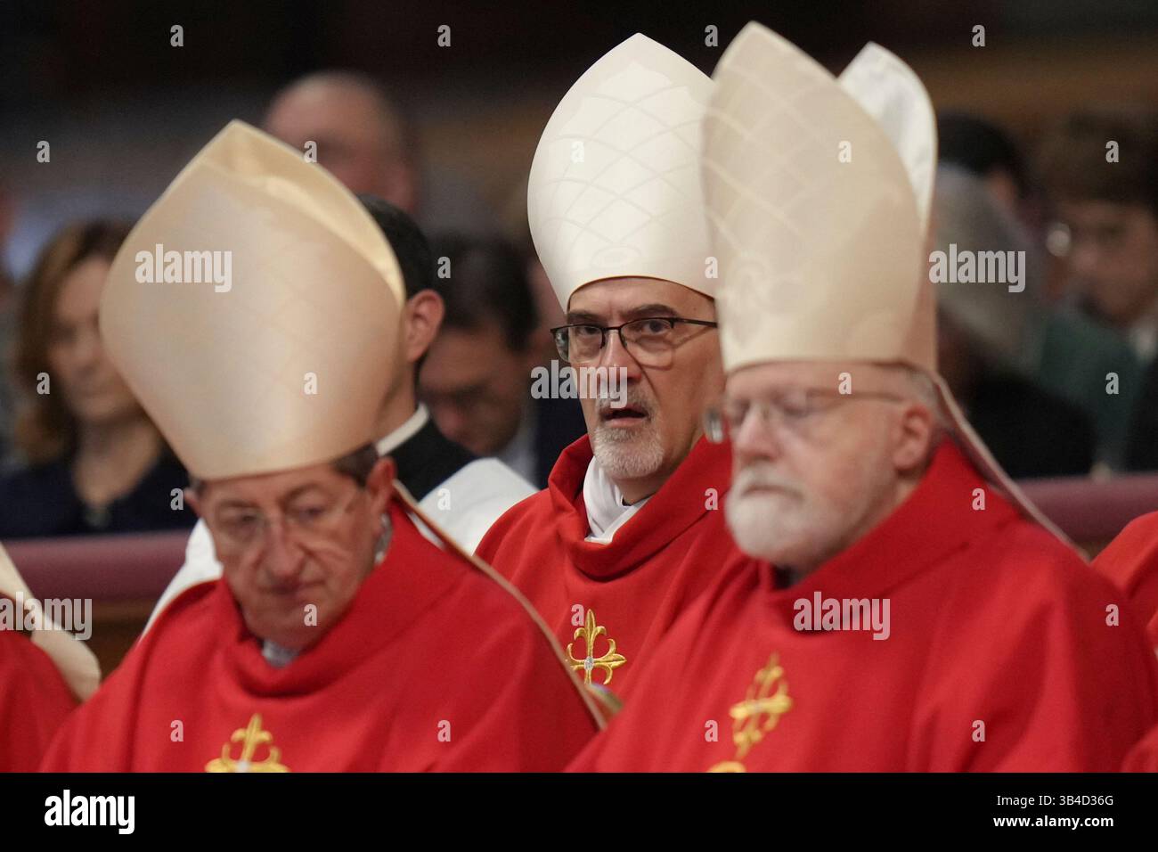 Cardinal Pierbattista Pizzaballa, centre, attends a mass on the fifth ...