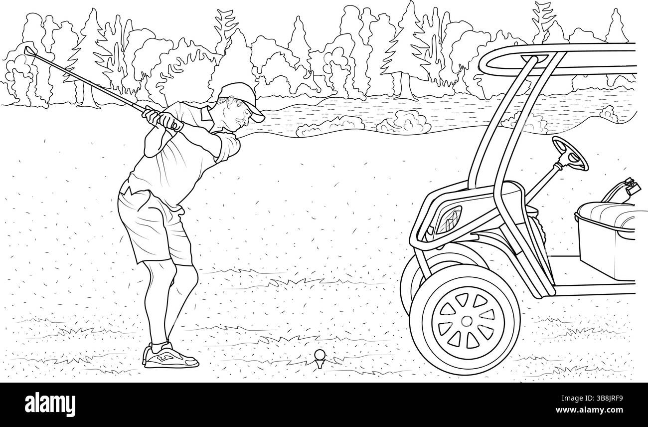 Homme jouant au golf sur un parcours de golf Banque d'images ...