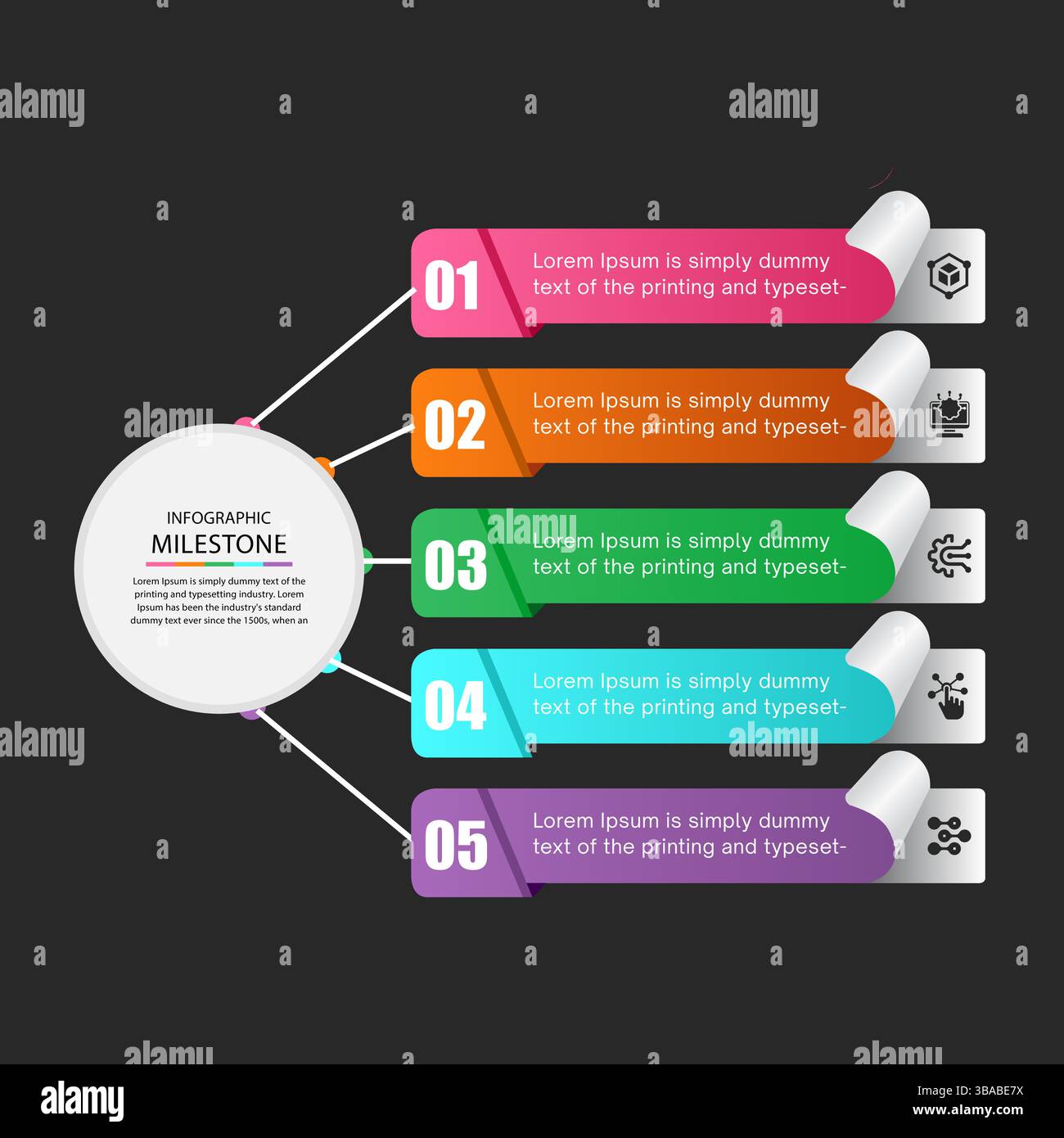Business Infographic Design 5 étapes Modern Mindmap diagramme avec des ...