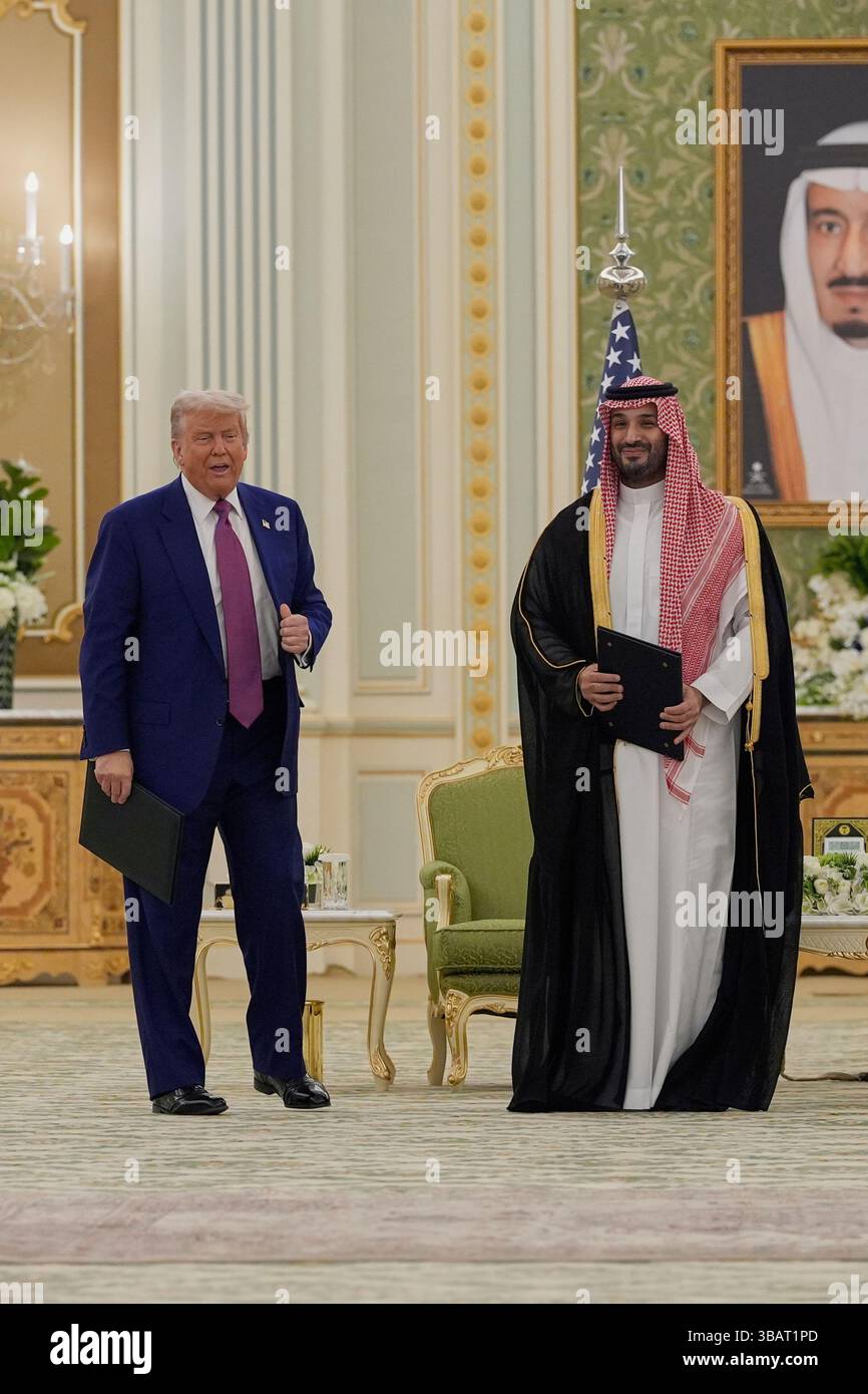 President Donald Trump and Saudi Crown Prince Mohammed bin Salman pose ...