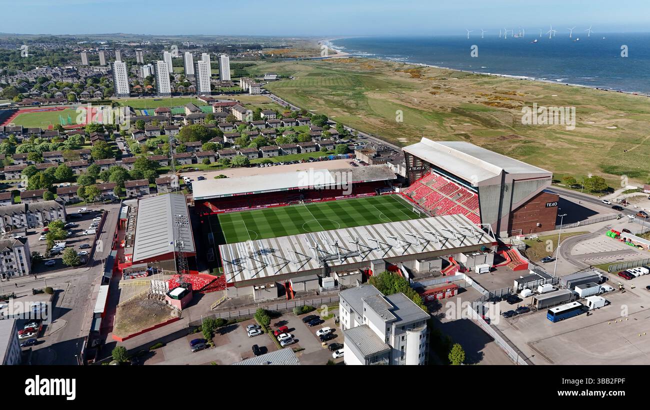 Une vue aérienne du stade Pittodrie à Aberdeen. Date de la photo ...