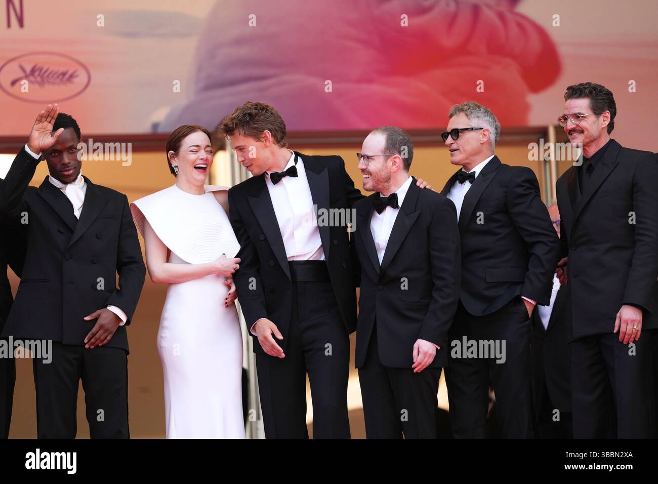 Micheal Ward, from left, Emma Stone, Austin Butler, director Ari Aster ...