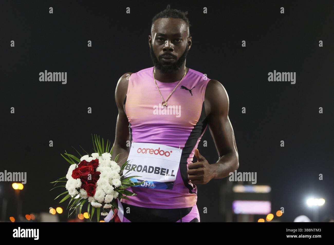 Jamaica's Rasheed Broadbell celebrates after winning the men's 110 ...