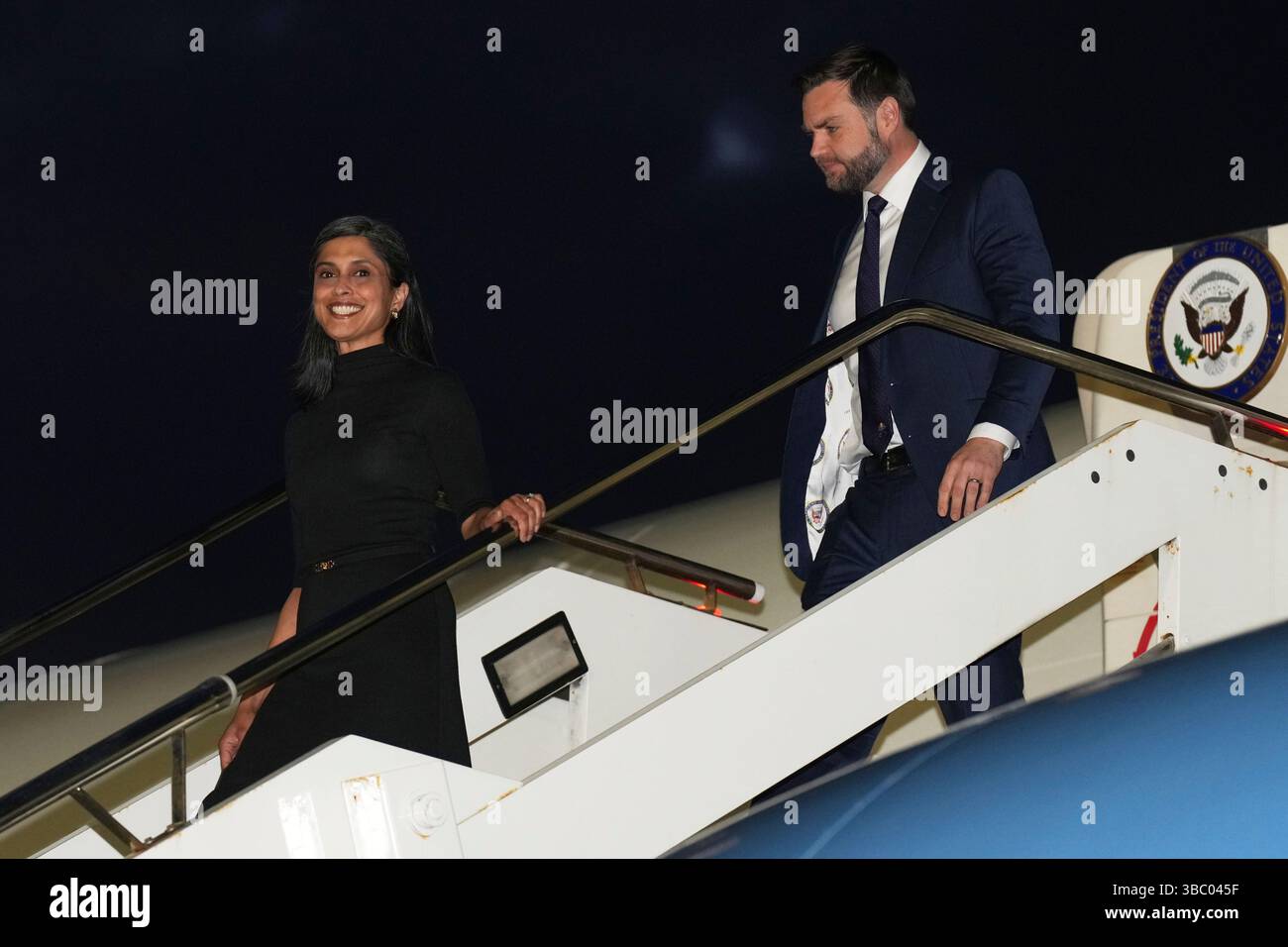 Vice President JD Vance, right, and second lady Usha Vance arrive on ...
