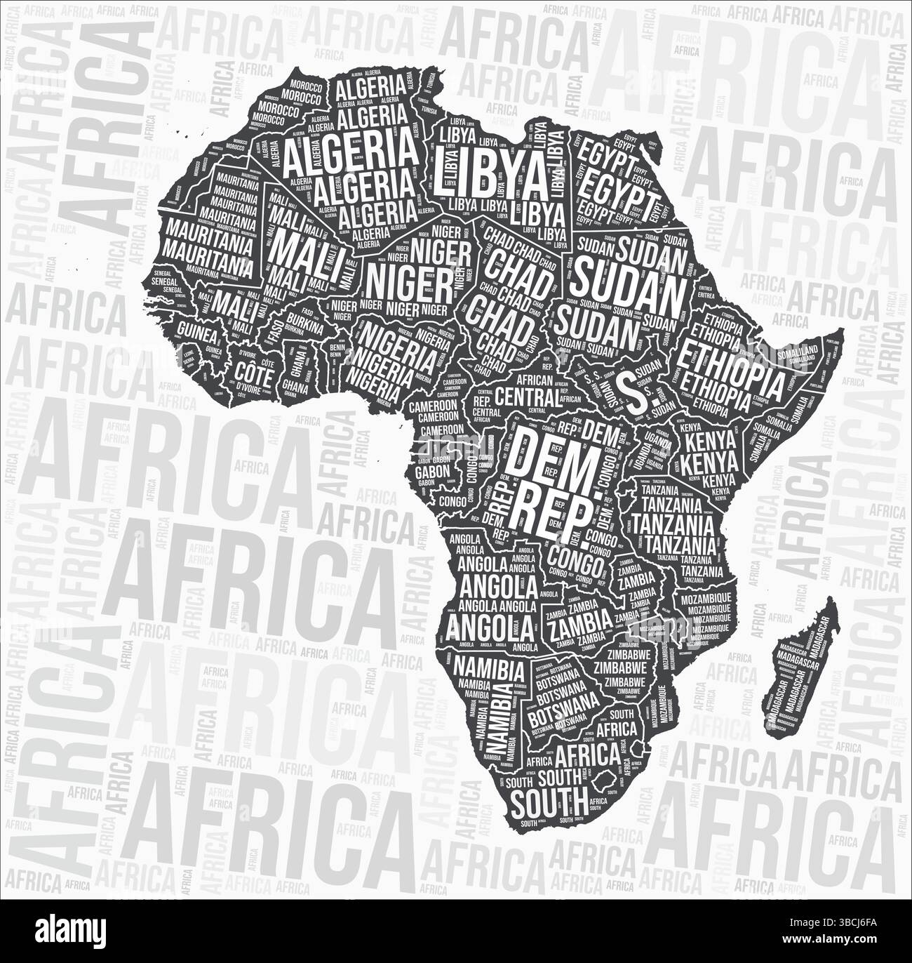 Africa map black white illustration Banque de photographies et d’images ...