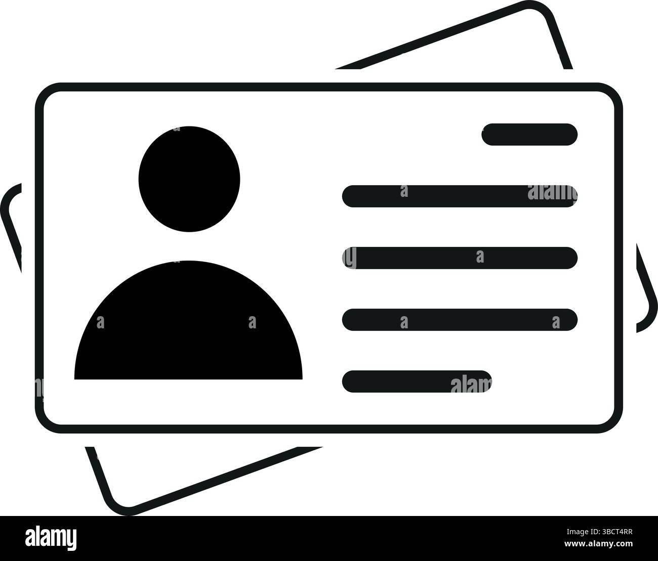 icône de carte d'identité en noir et blanc avec symbole de profil et ...