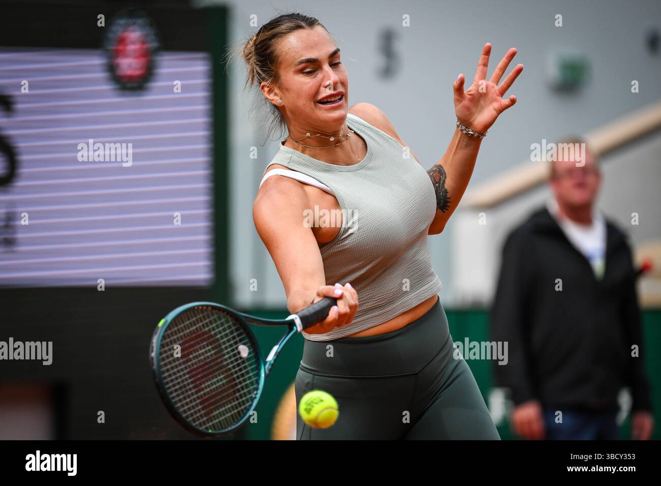 Aryna SABALENKA de Biélorussie lors d'une séance d'entraînement de Roland-Garros 2025, Open de ...