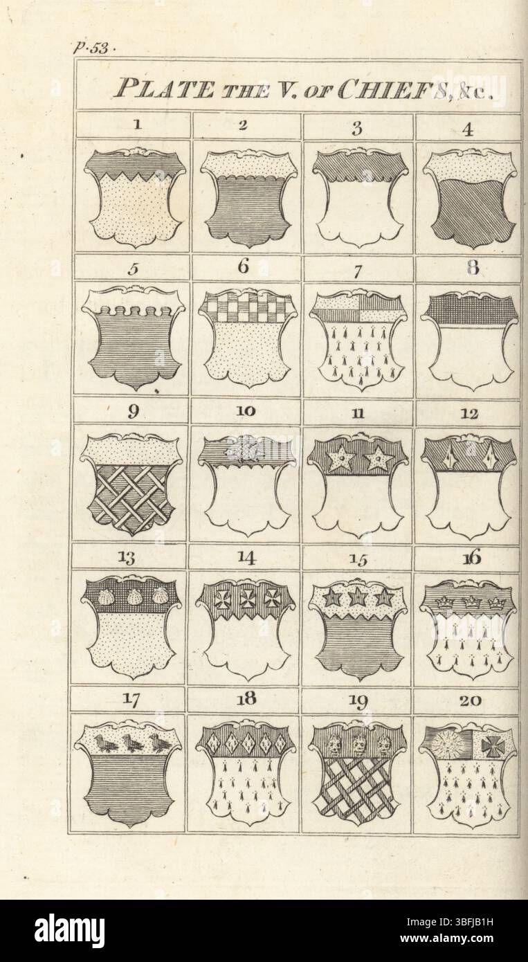 Exemples de chefs en armoiries. Indentée, gravée, invitée, undy, nébule ...