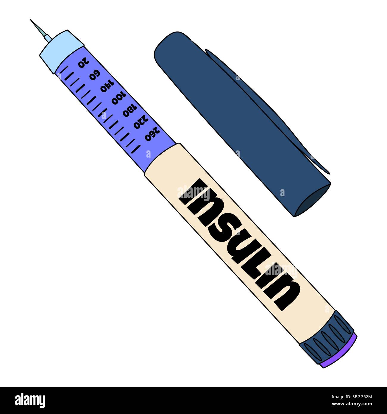 Illustration de dessin animé d'un injecteur de stylo à insuline ...
