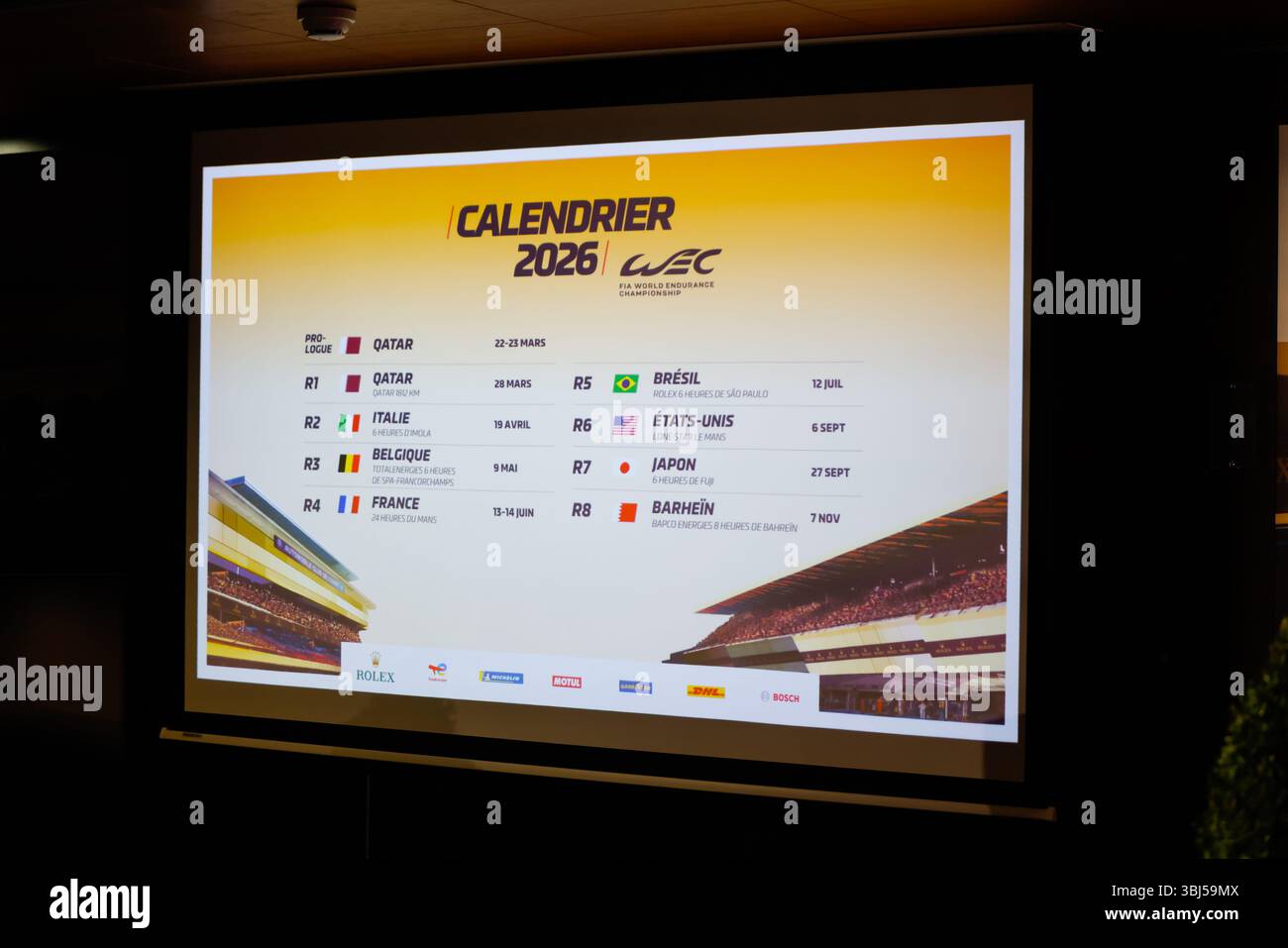 Calendrier WEC 2026 lors de la Conférence de presse de l'ACO 2025, le ...