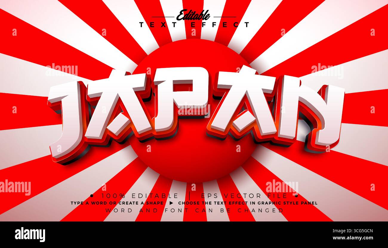 Asiatique Japon 3D effet de texte Design style graphique vectoriel ...