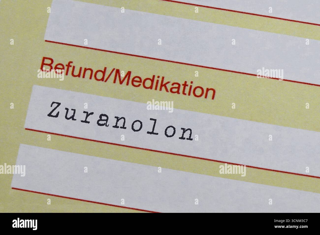 Arbeitsunfähigkeitsbescheinigung und Diagnose Zuranolon Fotomontage ...