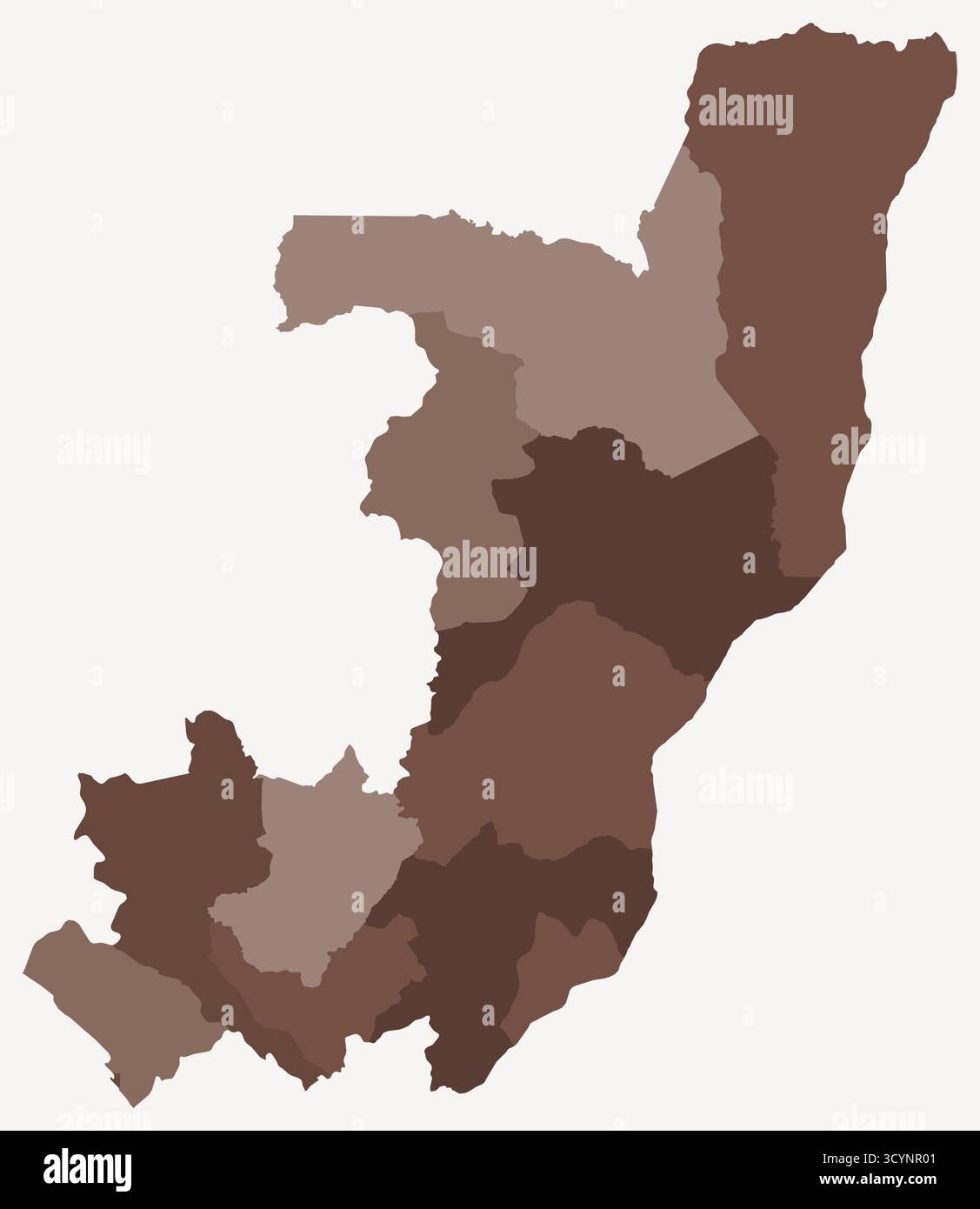 Carte de la République du Congo avec les régions. Juste une carte de ...