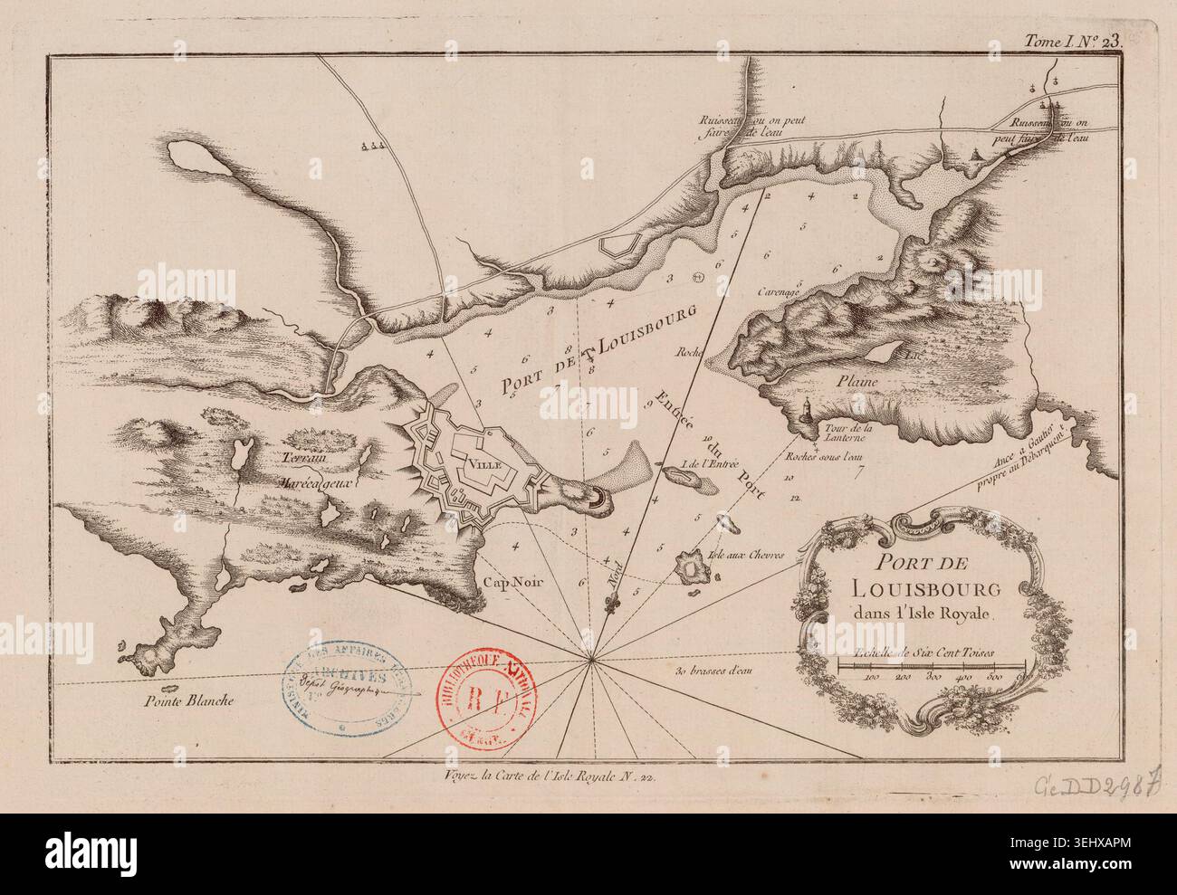 Jacques-Nicolas Bellin a créé cette carte gravée du port de Louisbourg ...