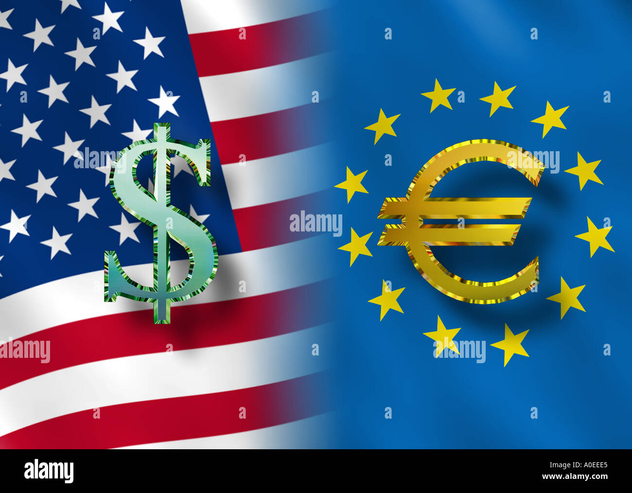 États-unis et l'Union européenne les symboles de devises Photo Stock ... États-unis et l'Union européenne les symboles de devises Photo Stock ...