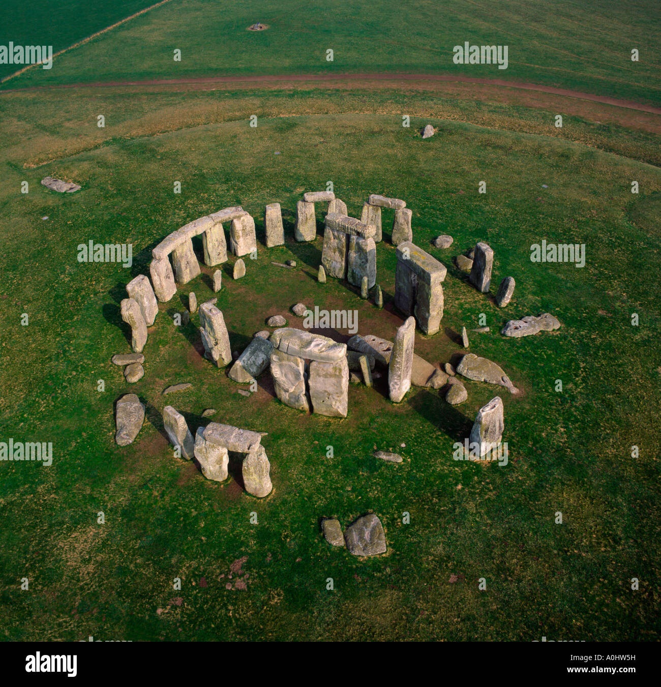 Le cercle de pierre préhistorique Stonehenge Wiltshire UK Vue aérienne ...