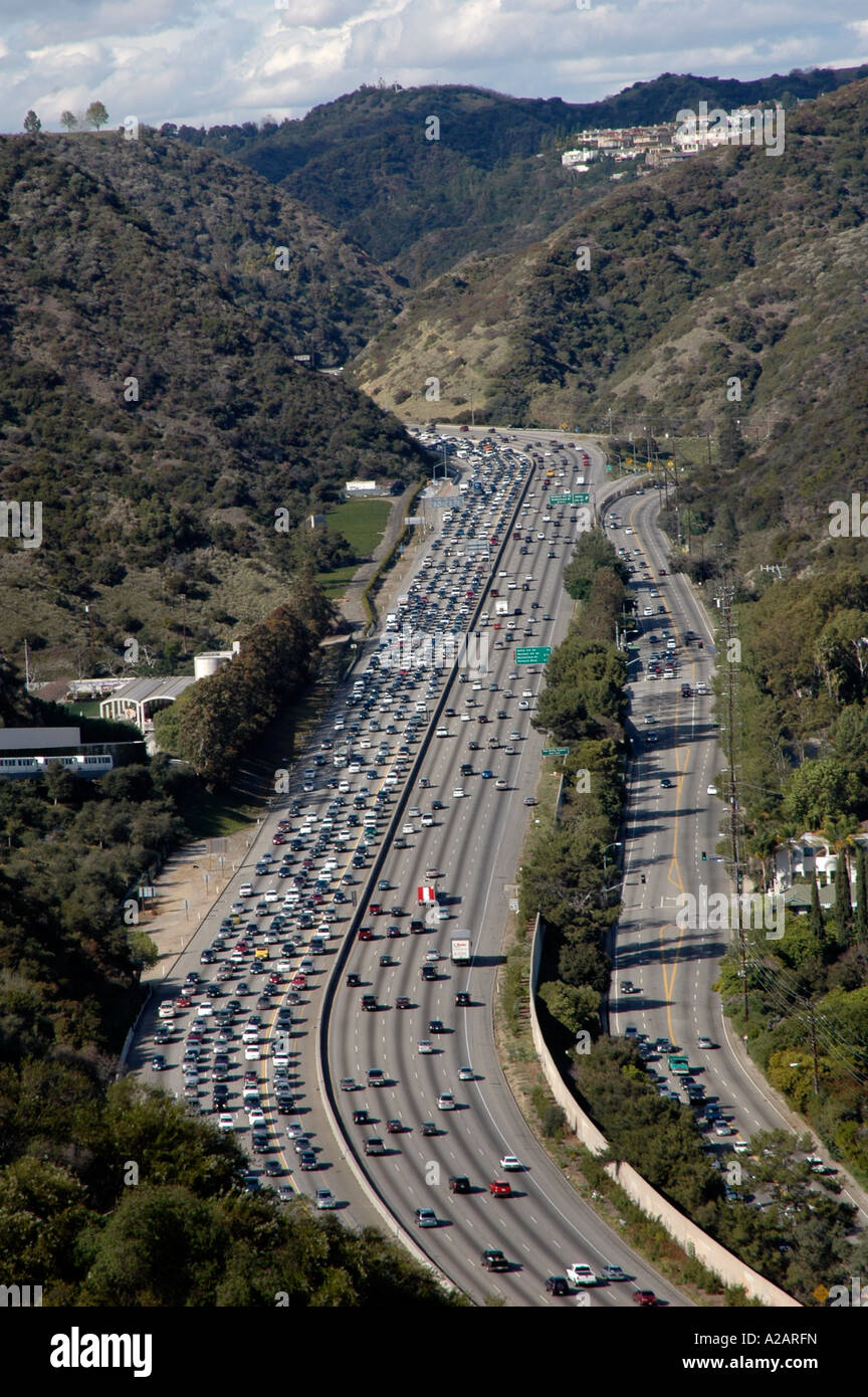 Autoroute 405 congestionnées, Los Angeles, Californie, USA, comme vu de ...