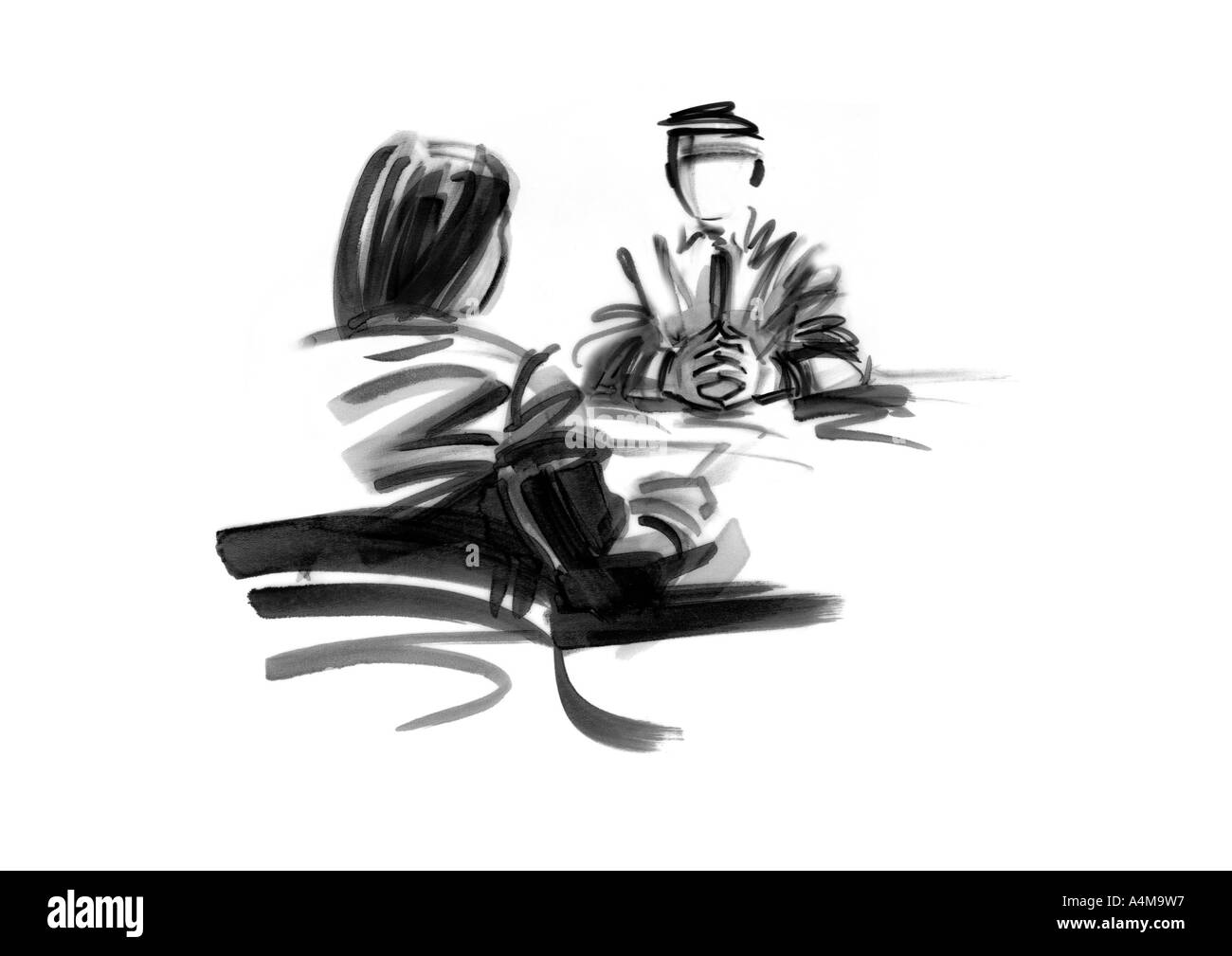 Assis le visage Banque d'images noir et blanc - Alamy