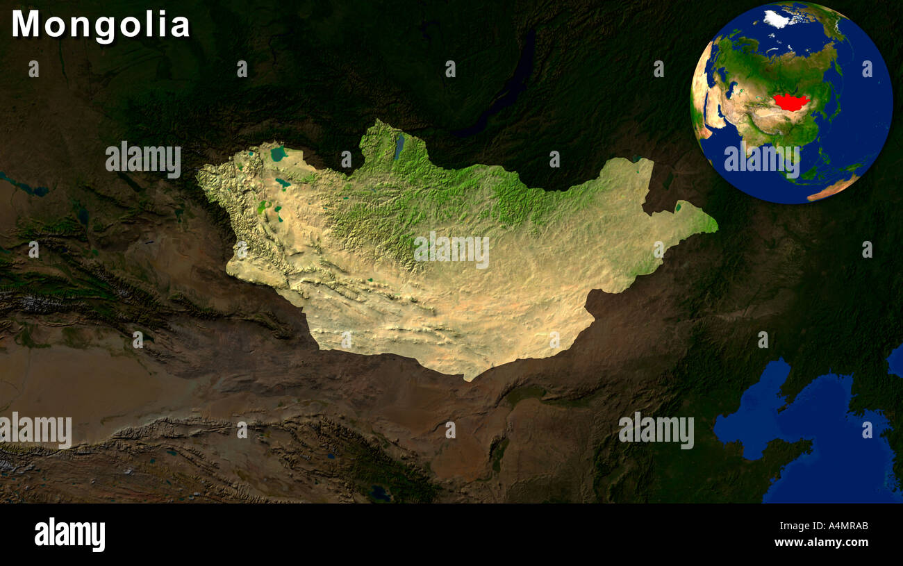 Mongolia map satellite geography Banque de photographies et d’images à ...